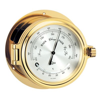 Barigo Barometer / Thermometer. Polished Brass. Silver Finish Dial ...